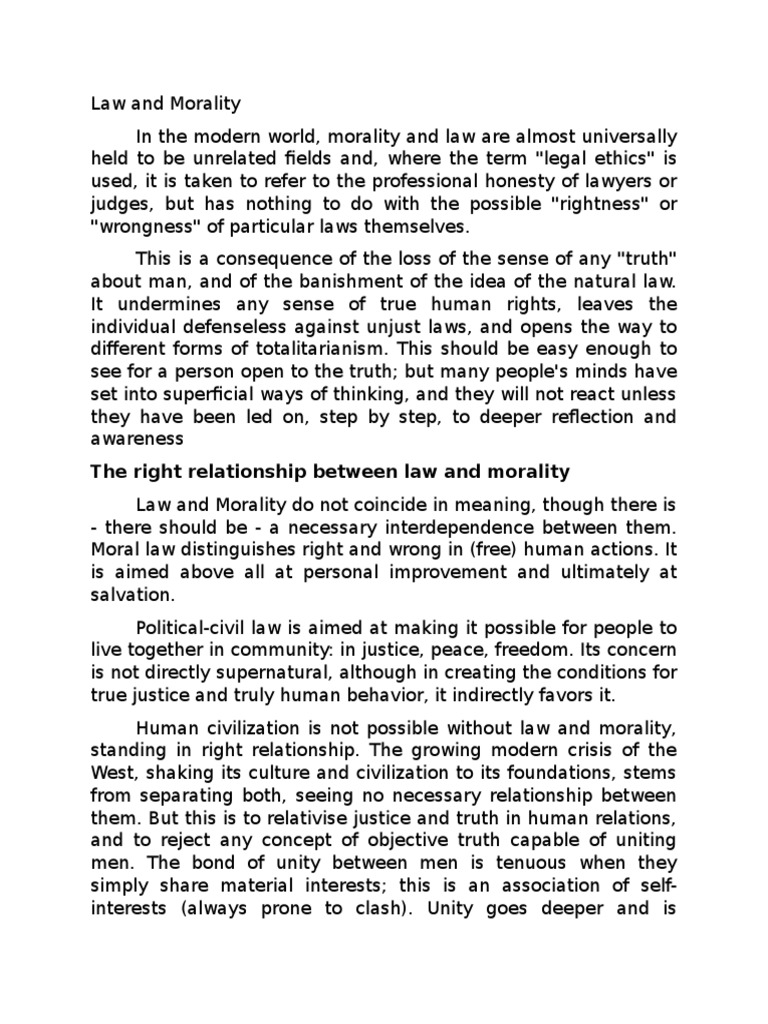 Law and Morality | PDF | Morality | Conscience