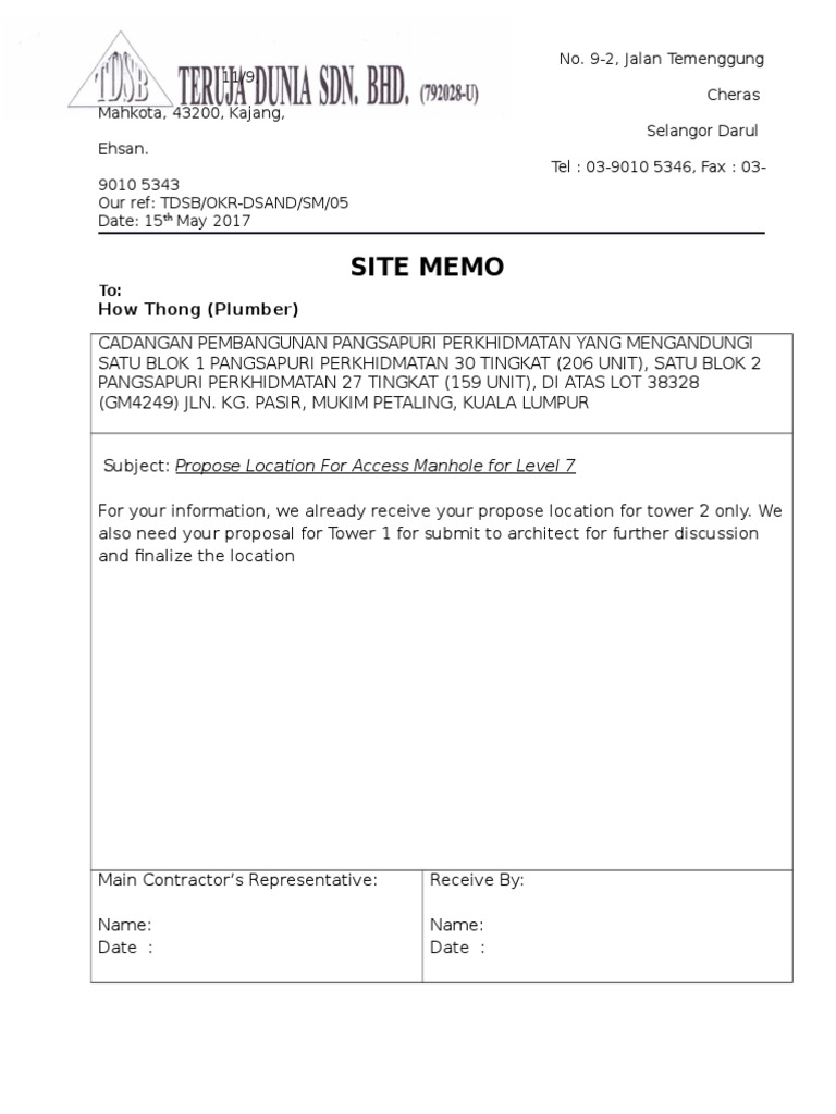 Site Memo contoh