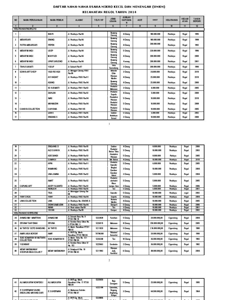 Data UMKM 2014 PDF | PDF