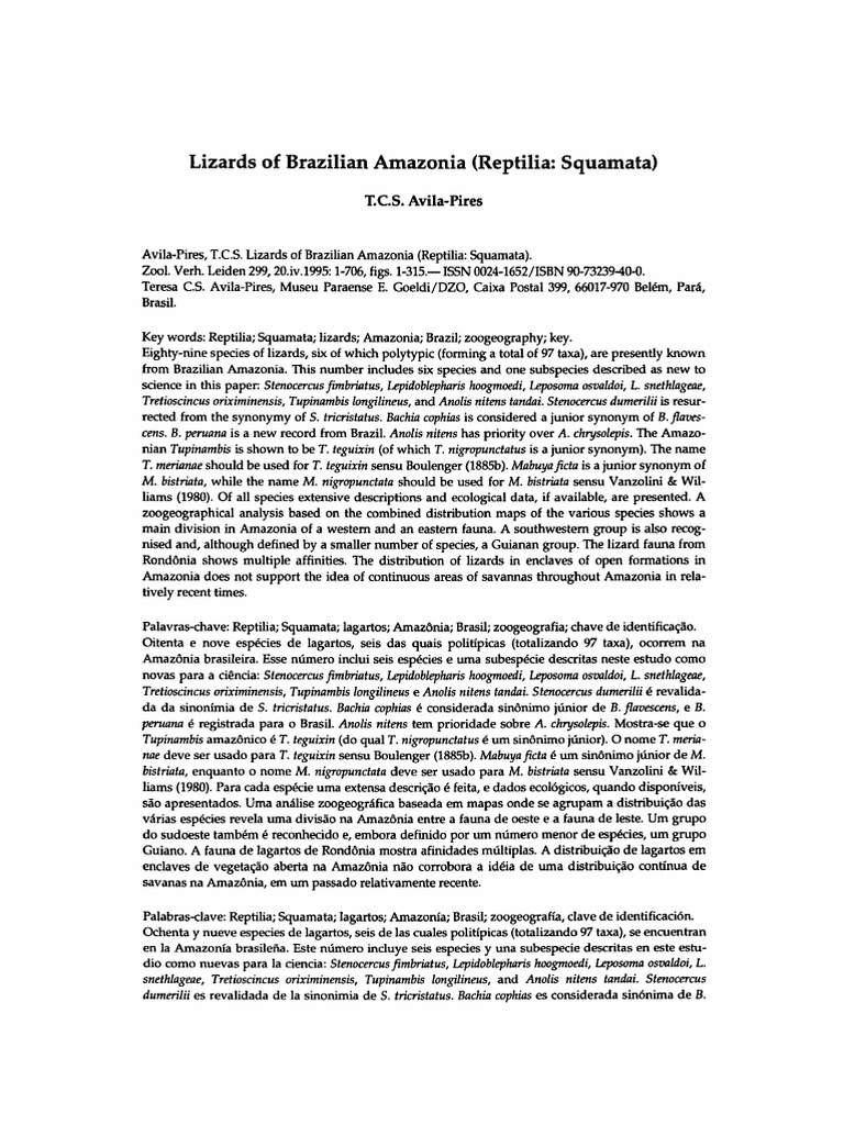 Brazilian Lizards | Download Free PDF | Anatomical Terms Of Location ...