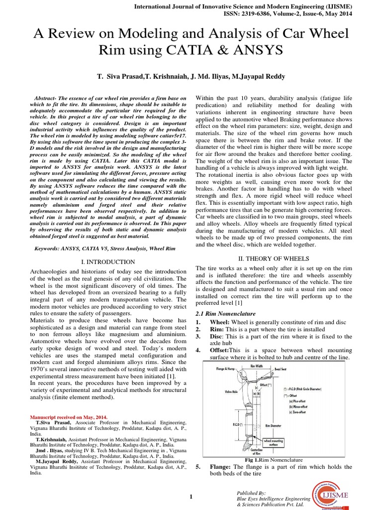 A Review On Modeling and Analysis of Car Wheel Rim Using CATIA & ANSYS ...
