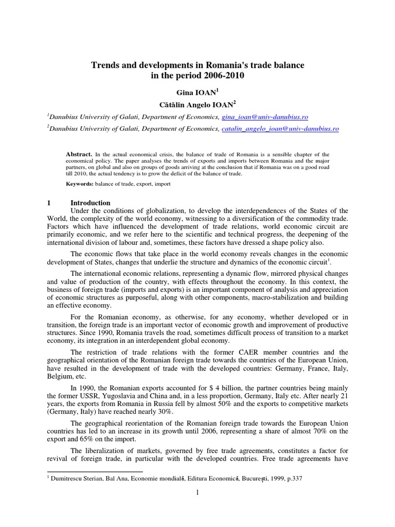 Trends and Developments in Romania's Trade Balance | Download Free PDF ...