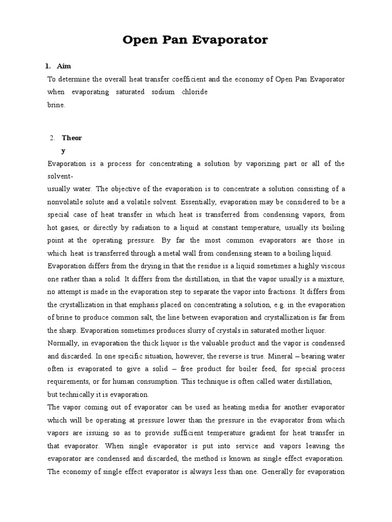 Open Pan Evaporator | PDF | Evaporation | Steam