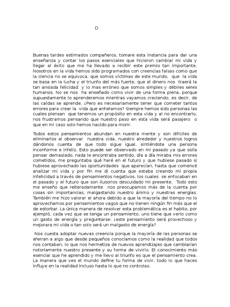 Discurso Ceremonial | Descargar gratis PDF | Felicidad | Conceptos ...