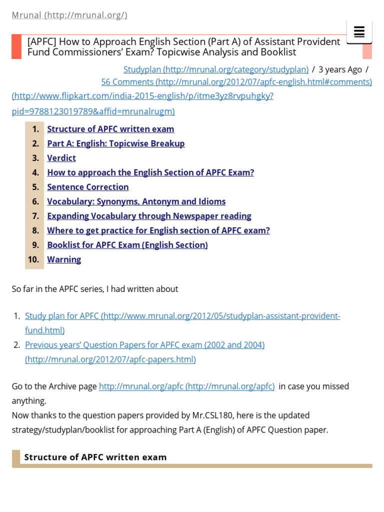(APFC) How To Approach English Section (Part A) of Assistant Provident ...