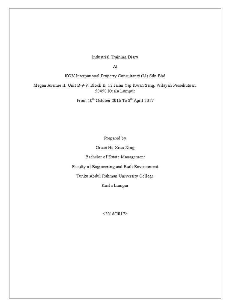 Industrial Training Diary | PDF | Valuation (Finance) | Real Estate Law