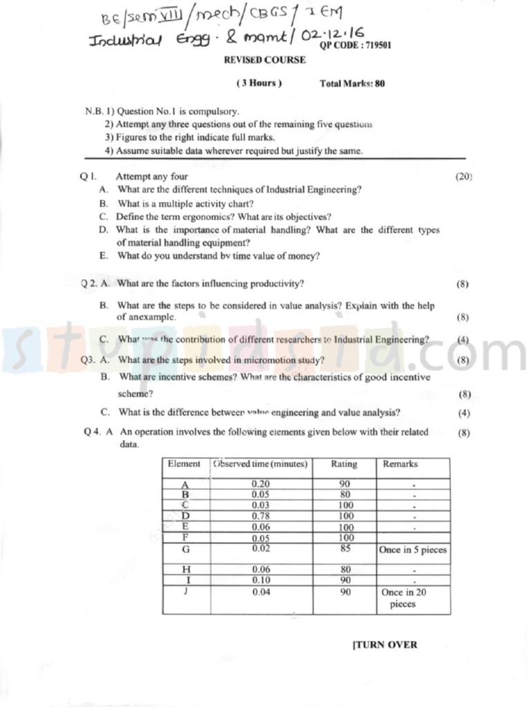 Iem Question Paper | PDF