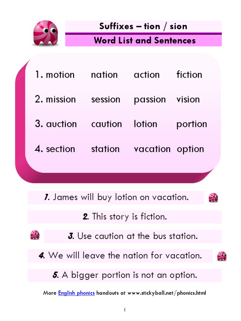 Tion Sion - Word List and Sentences PDF | PDF