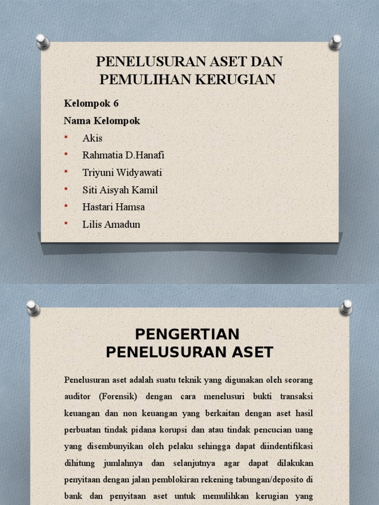 Penelusuran Aset Dan Pemulihan Kerugian (Kelompok 6) | PDF