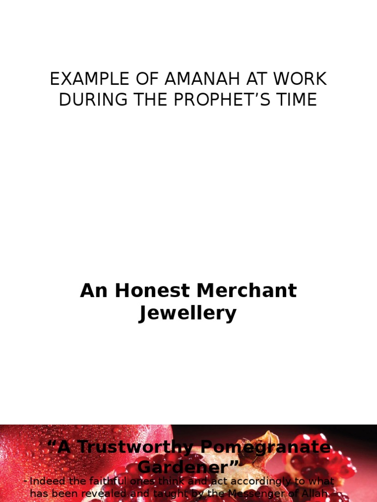 Example of Amanah at Work During The Prophet'S Time | PDF
