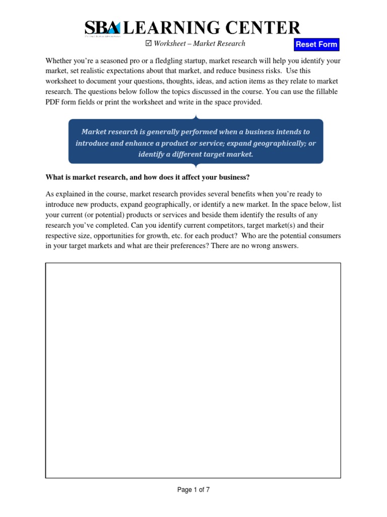 Market Research Worksheet | PDF | Survey Methodology | Small Business