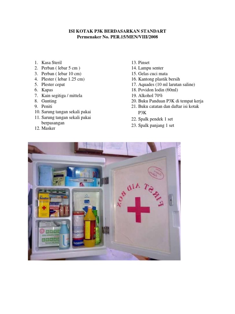 Isi Kotak p3k Berdasarkan Standart | PDF