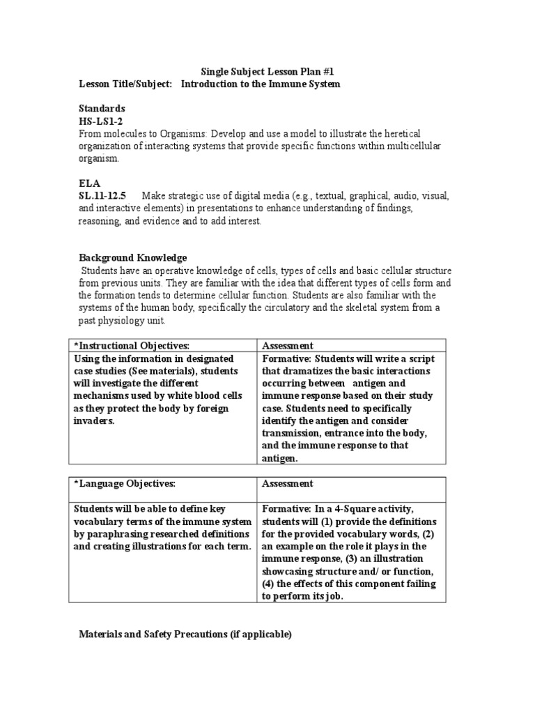 Pact Lesson Plans | PDF | Vaccines | Immunity (Medical)