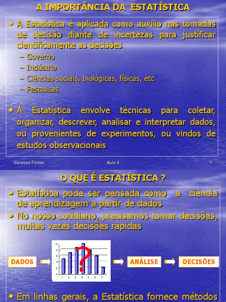 SLIDE 01 - Estatística Básica | PDF | Mediana (Estatística) | Média