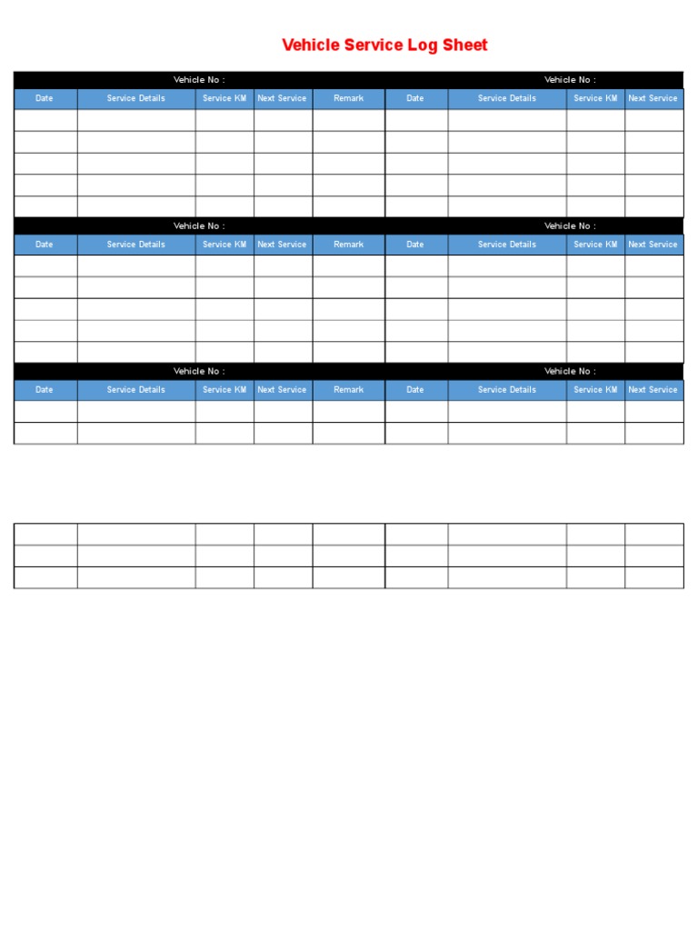 Vehicle Service Log Sheet | PDF | Business