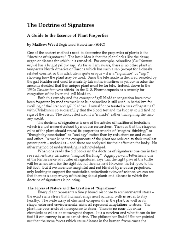 The Doctrine of Signatures | PDF | Bile | Herbalism