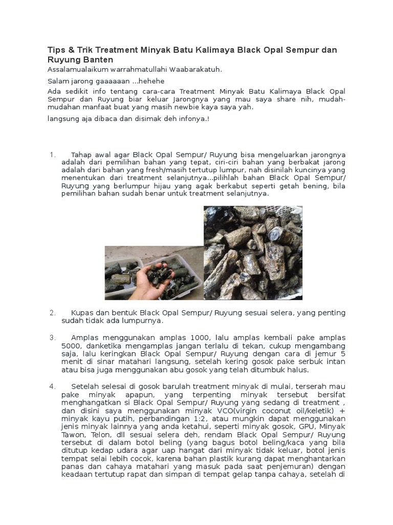 Tips & Trik Treatment Minyak Batu Kalimaya Black Opal Sempur Dan Ruyung ...