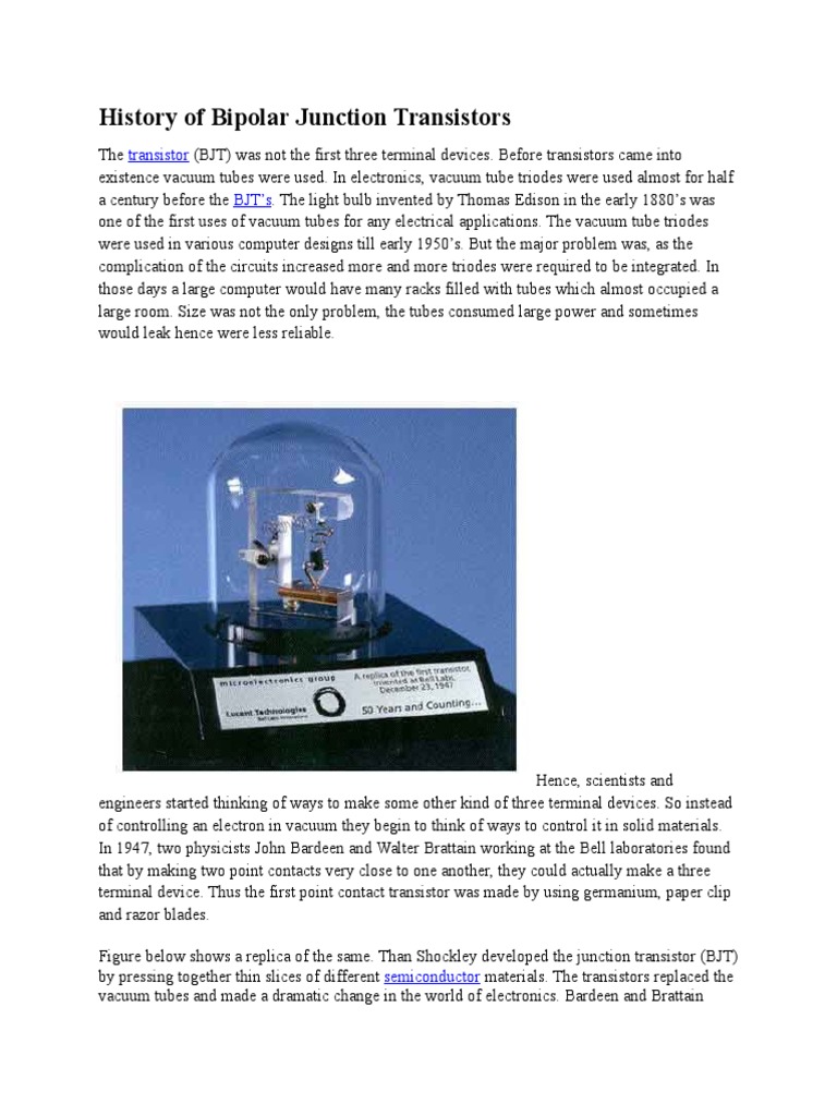 History of Bipolar Junction Transistors | PDF | Bipolar Junction ...