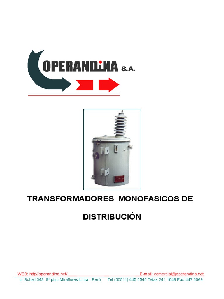 Caracteristicas Trafo Monofasico | PDF | Transformador | Inductor