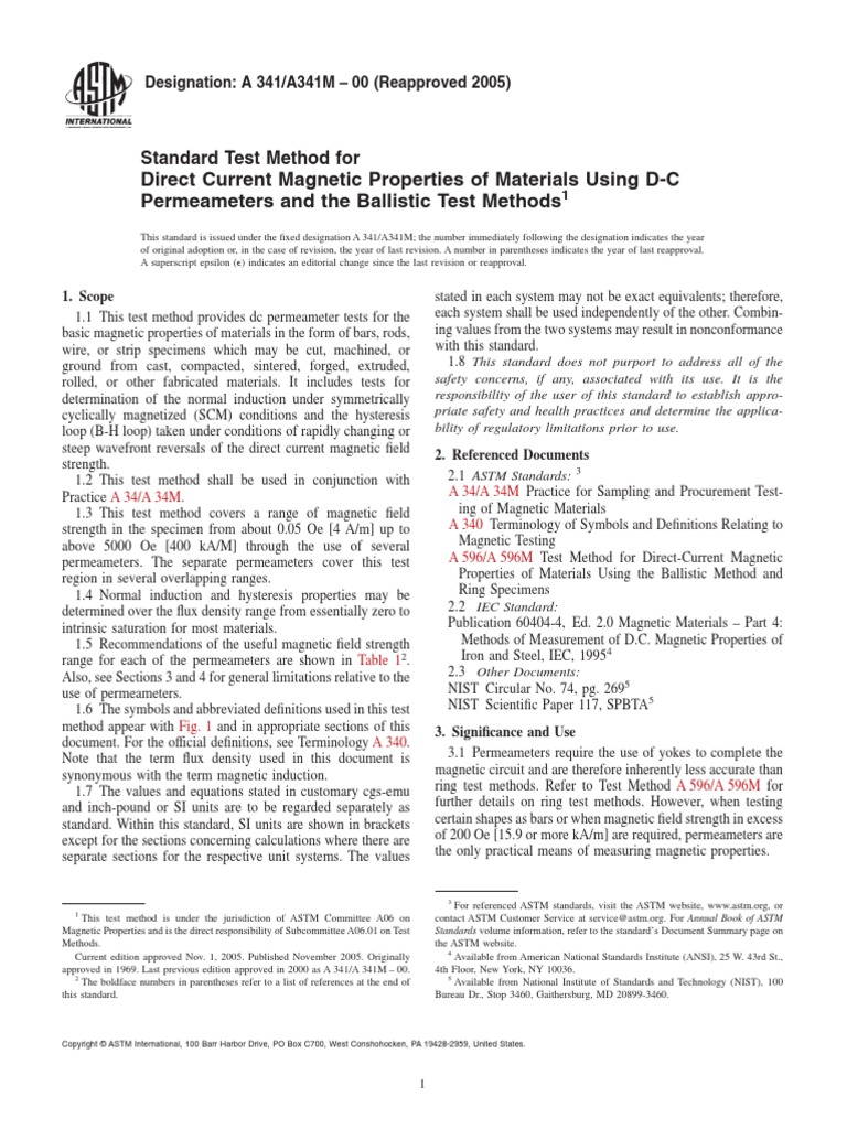 Astm A341/a341m | PDF | Inductor | Inductance