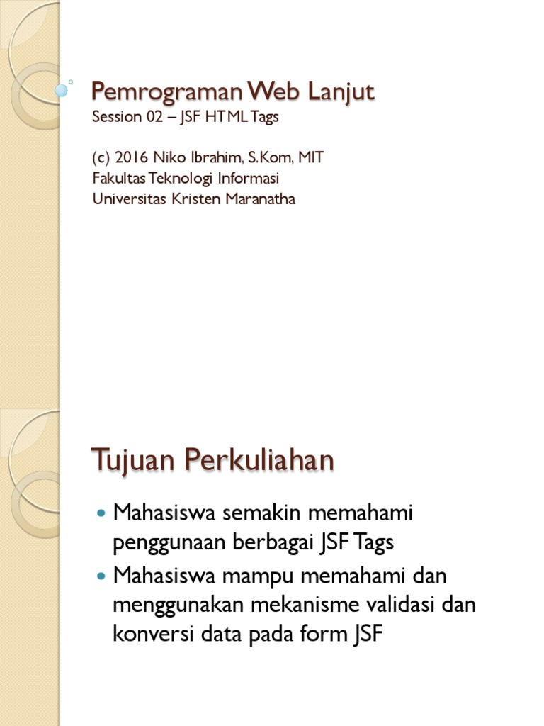 Session 02 - JSF Tags PDF | PDF | Java Server Faces | Html Element