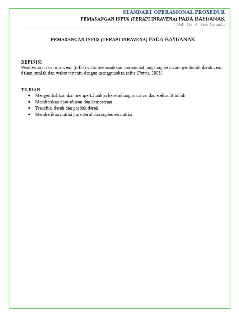 2-Pemasangan INFUS Pada Bayi Atau Anak | PDF