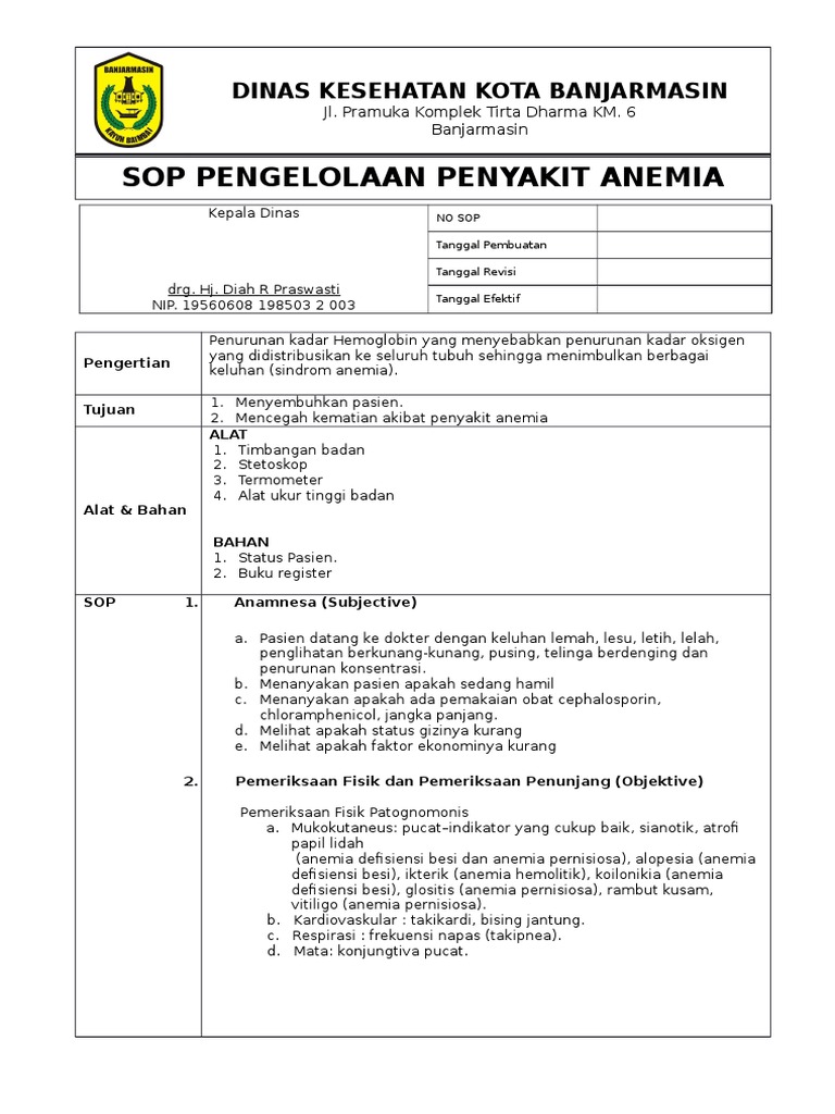 Sop Teknis Anemia | PDF