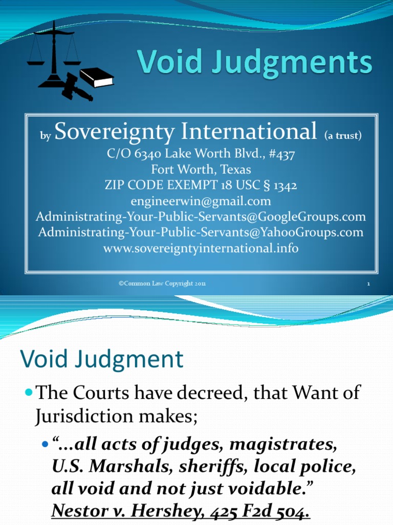 Void Judgments | PDF | Appeal | Void (Law)