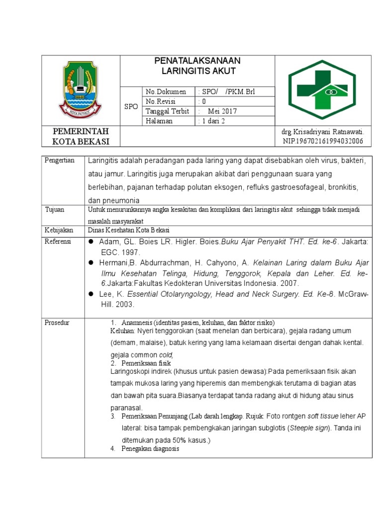 SOP Laringitis Akut | PDF
