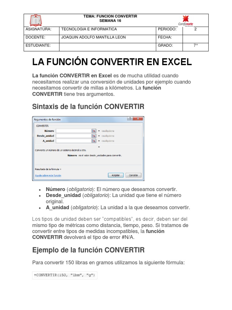 La Función Convertir en Excel | PDF | Celsius | Notación