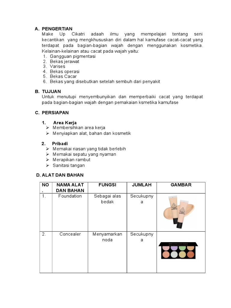 Jobsheet Makeup Cikatri untuk Geriatri | PDF