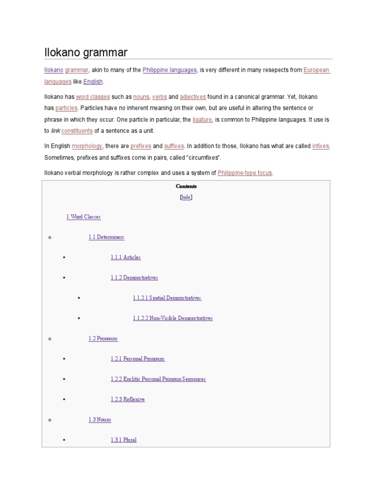 Ilocano Grammar | Grammatical Number | Onomastics