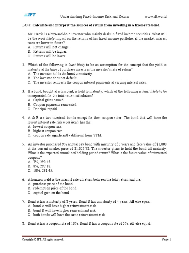 Understanding Fixed-Income Risk and Return | PDF | Bond Duration ...