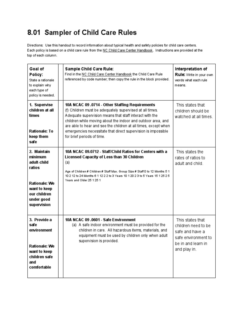 8 01childcarerulessampler-hannahwebb | Child Care | Relationships ...