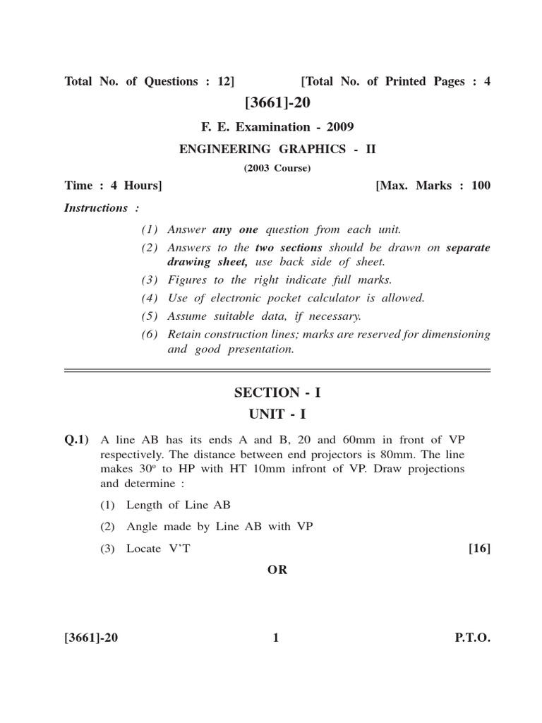 PU Engineering Graphics Exam Paper | PDF | Electrical Impedance | Capacitor