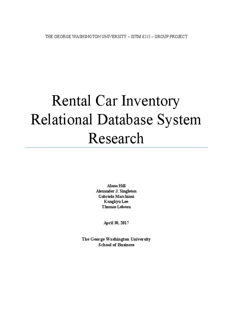 Rental Car Inventory Database Design | PDF | Relational Database | Data ...