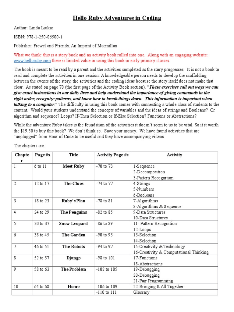 Hello Ruby Adventures In Coding Pdf Computer Programming Areas Of 4506