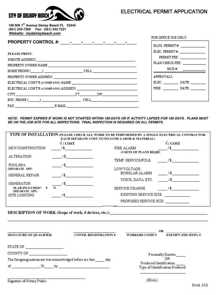 Electrical Permit Application Form | PDF | Electrical Engineering ...
