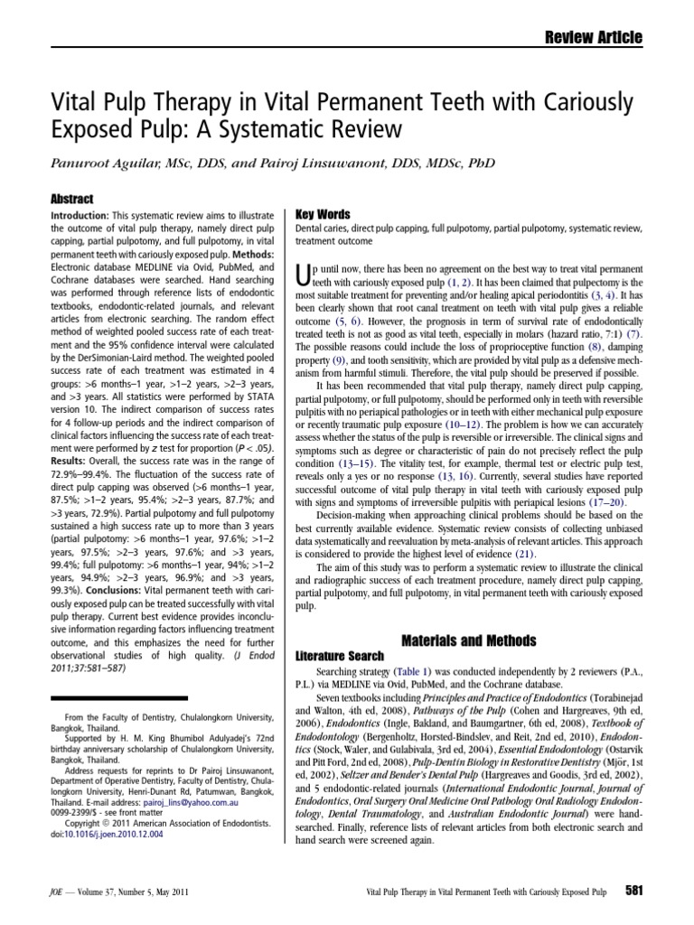 Vital Pulp Therapy in Vital Permanent Teeth With Cariously Exposed Pulp ...