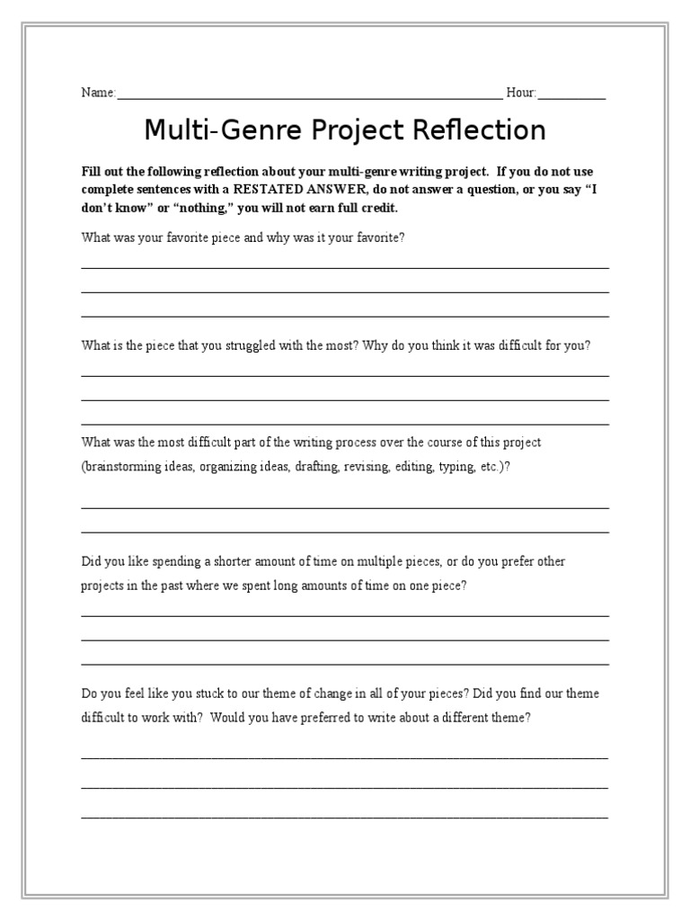 Multi-Genre Project Reflection | PDF