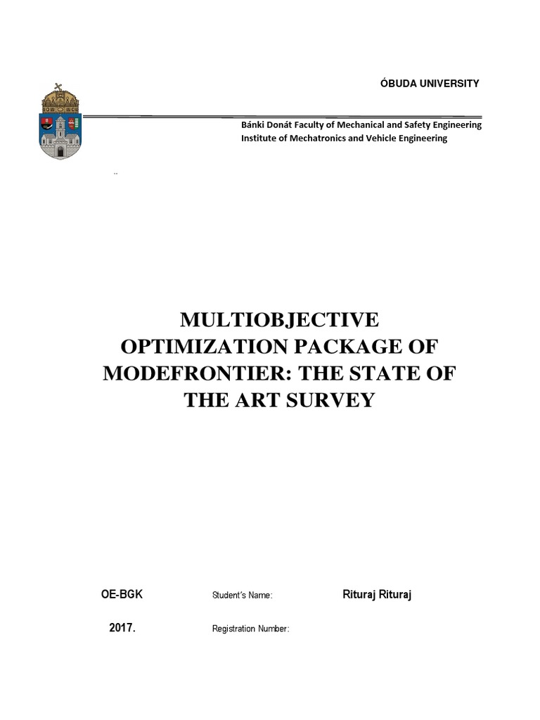 Multiobjective Optimization Package of Modefrontier: The State of The Art Survey | PDF ...