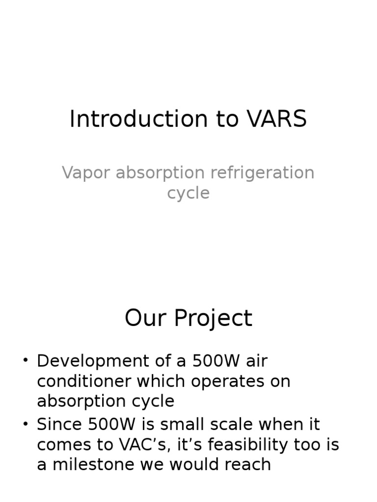 Introduction To VARS: Vapor Absorption Refrigeration Cycle | PDF | Heat ...
