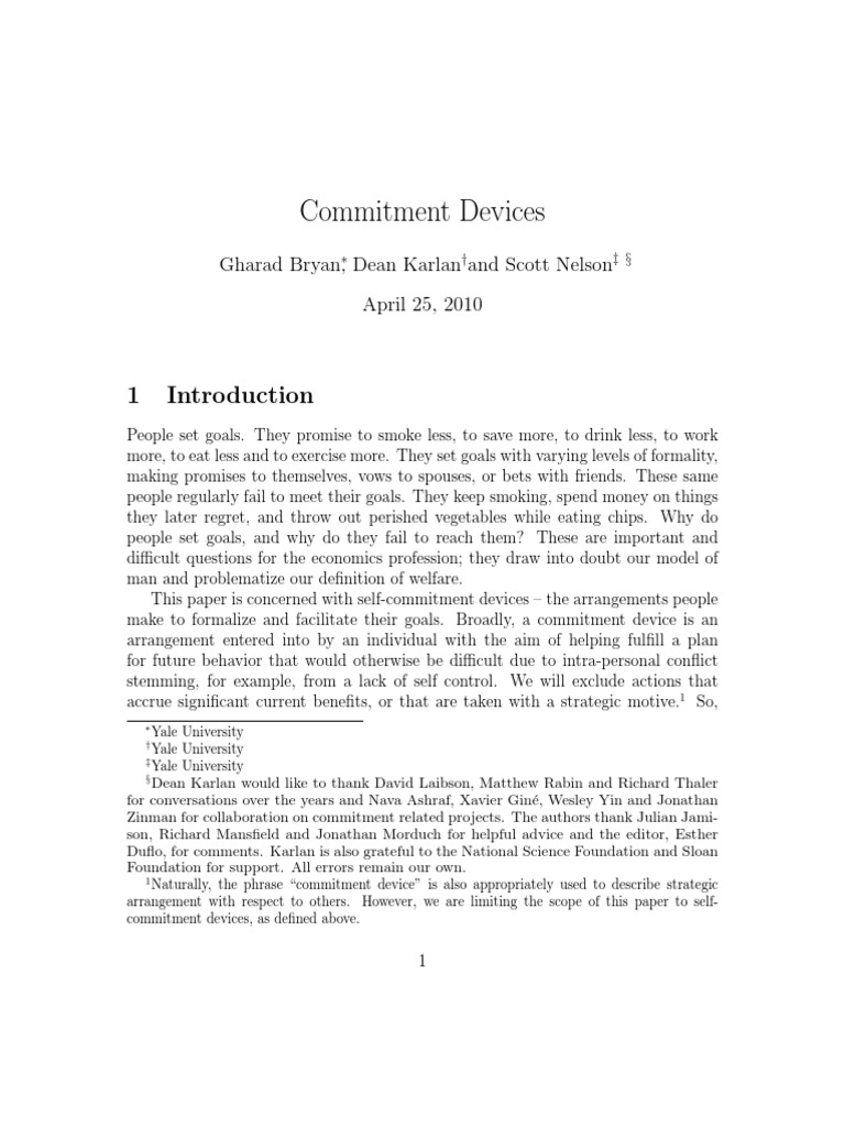 10 Commitment Devices | PDF | Utility | Poverty