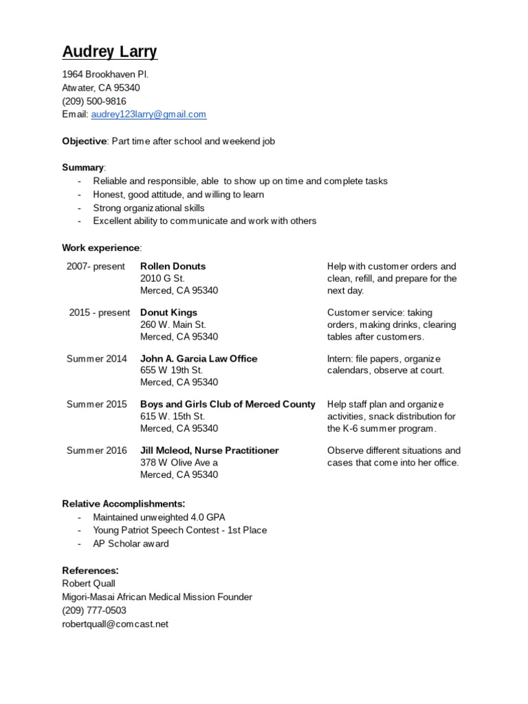 Resume - Audrey Larry | PDF