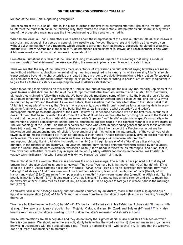 Method of The True Salaf Regarding Ambiguities | PDF | Abrahamic ...