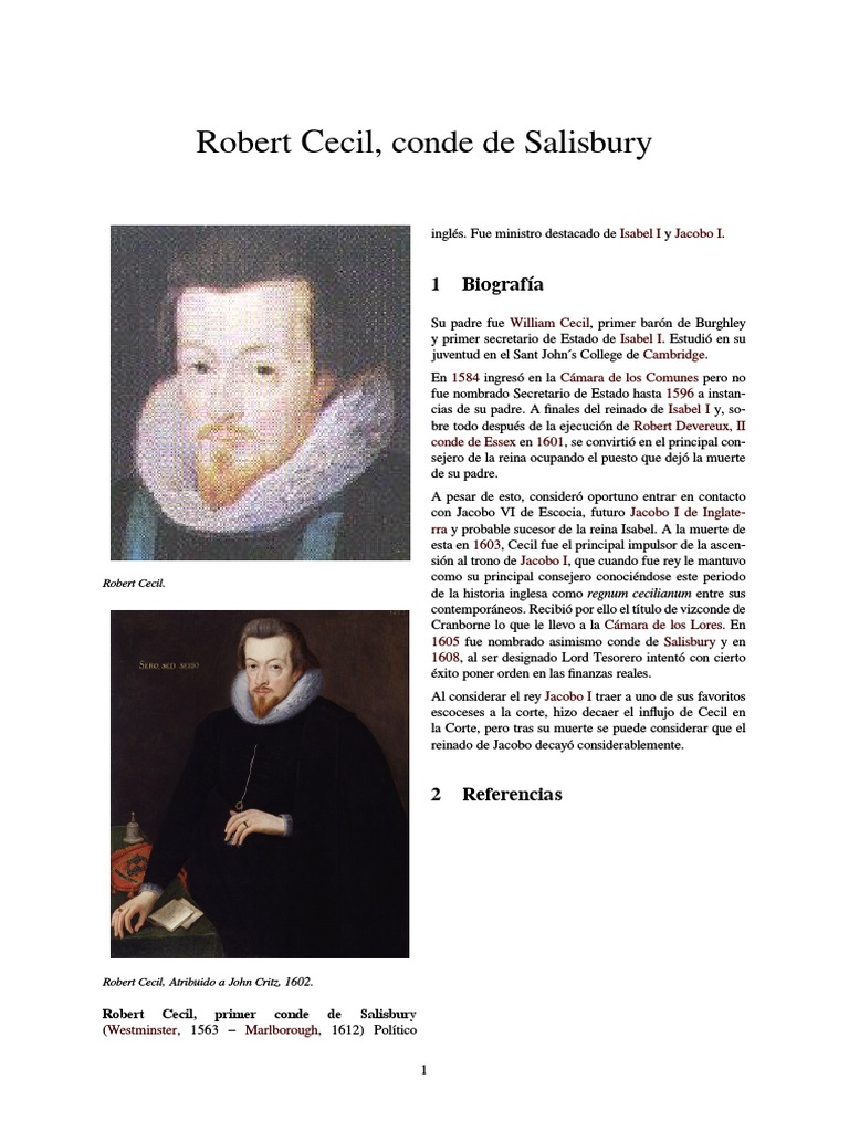 Robert Cecil, primer conde de Salisbury (1563-1612 | PDF | Reino de ...