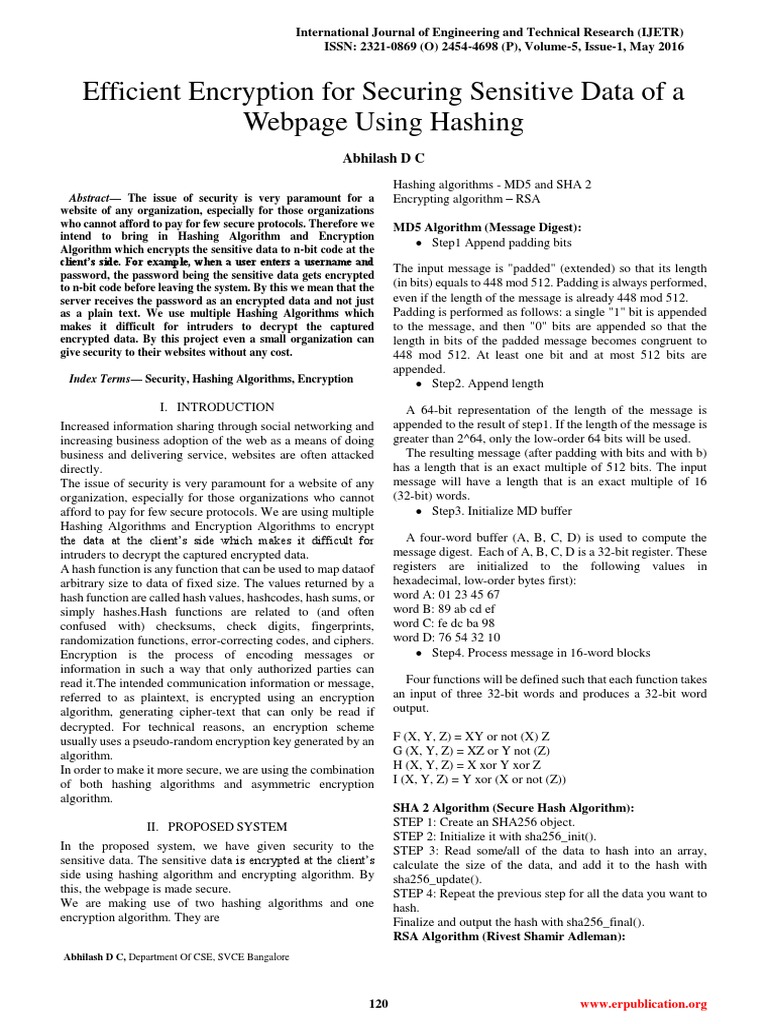 Efficient Encryption For Securing Sensitive Data of A Webpage Using ...