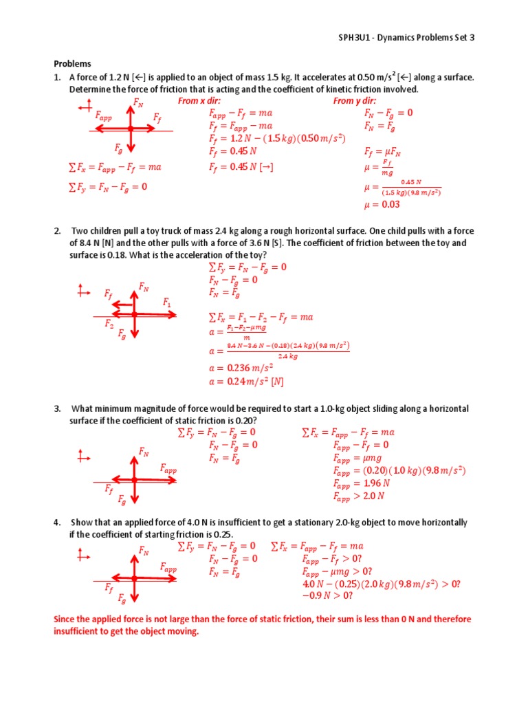 Dynamics Problems Set3 Solutions 1j9xqdw | PDF | Friction | Force
