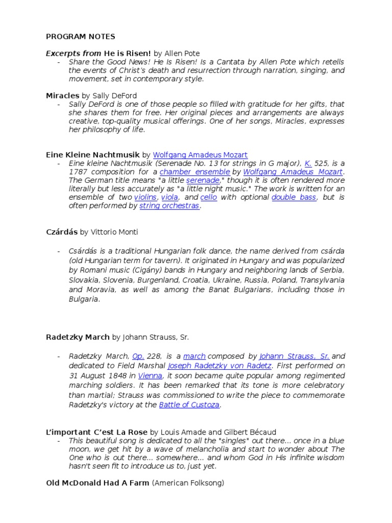 UP Program Notes | PDF | Performing Arts | Classical Music