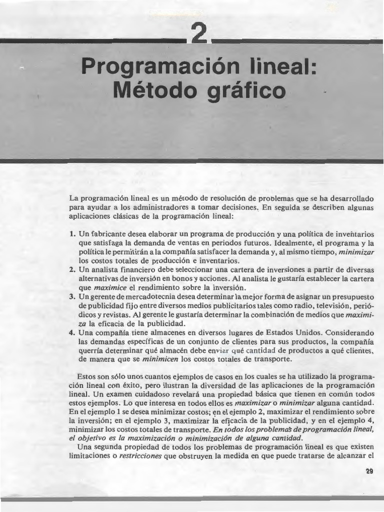 Programacion Lineal - Metodo Grafico, Simplex y Dualidad | PDF | Programación lineal | Linealidad
